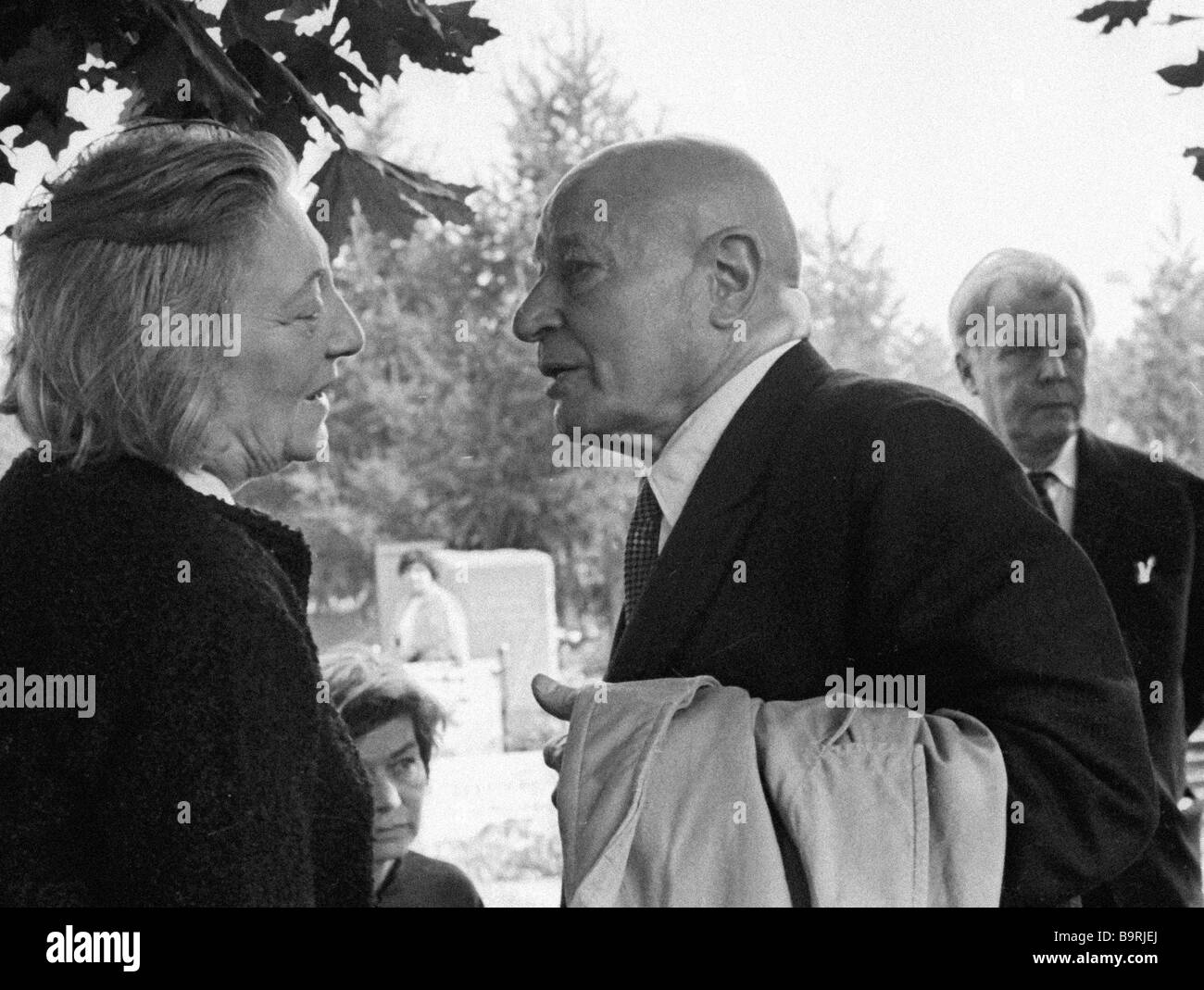 Andre Blumel right chairman of the France U S S R Society expressing ...