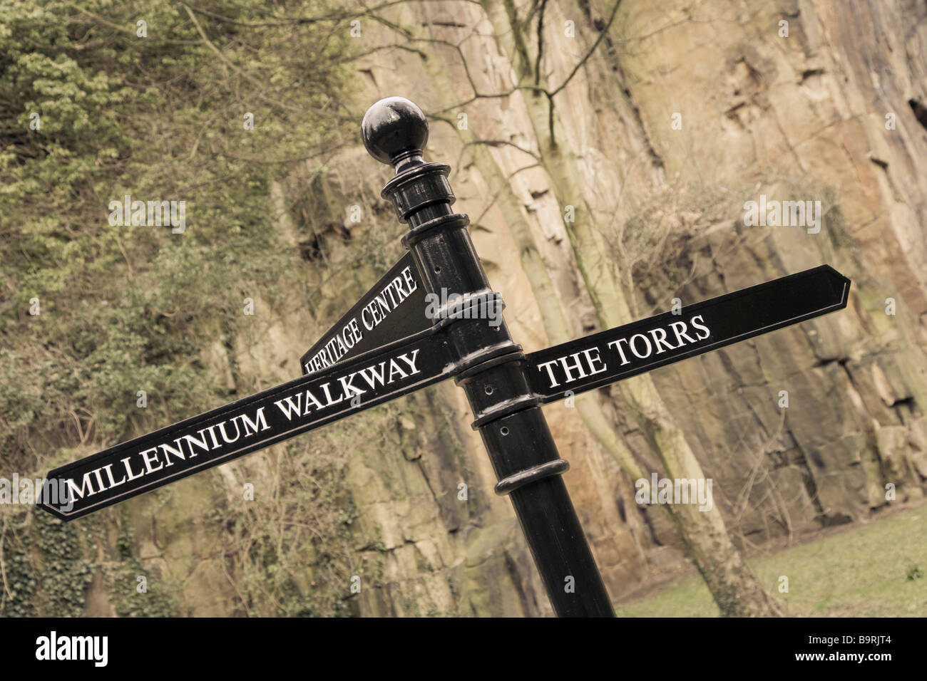 Sign post for The Torrs, Millennium Walkway and Heritage Centre Stock ...