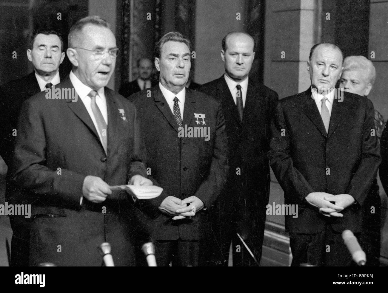 Soviet statesman and politician Andrei Gromyko first from left Council ...