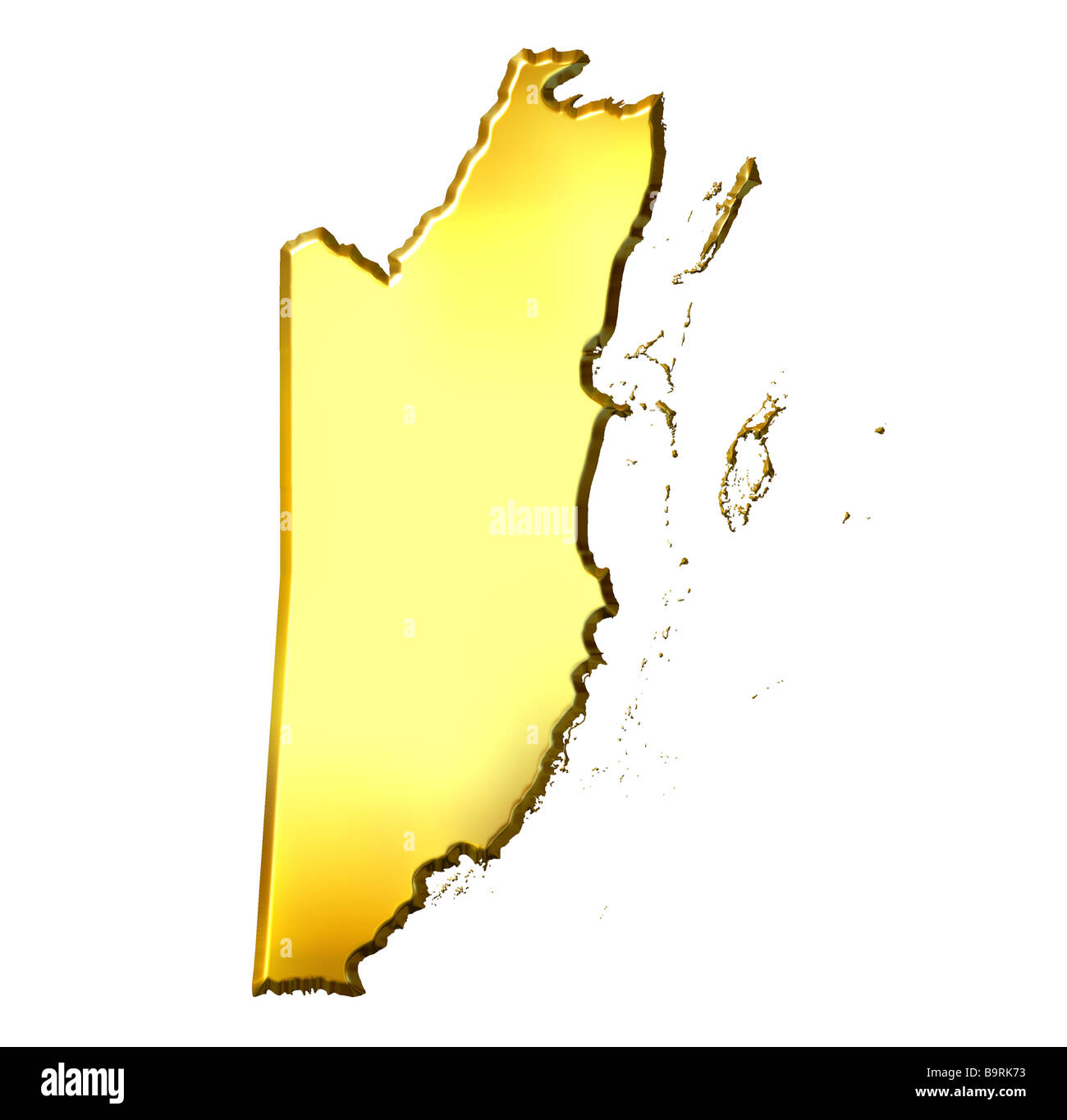 Belize 3d golden map isolated in white Stock Photo - Alamy