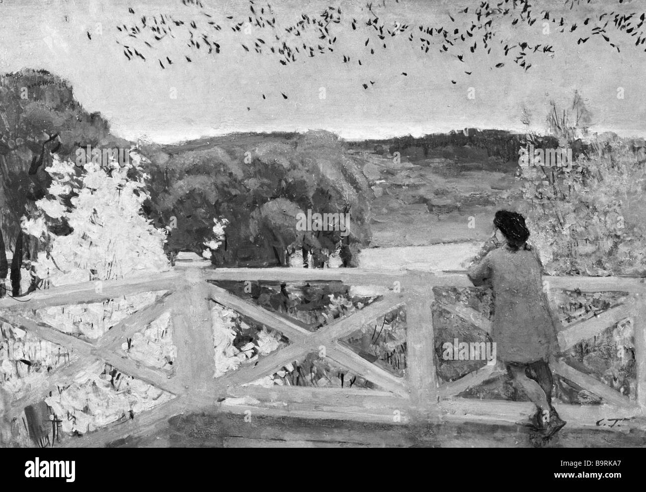 Autumn Rooks by Sergei Vasilievich Gerasimov reproduction Stock Photo ...