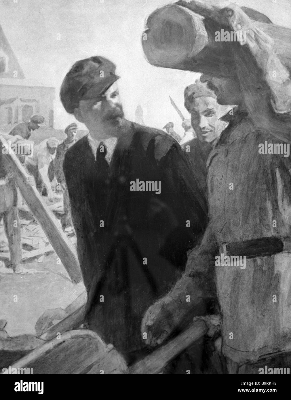 Reproduction of Yevgeni Kibrik s painting Lenin at Subbotnik Stock ...