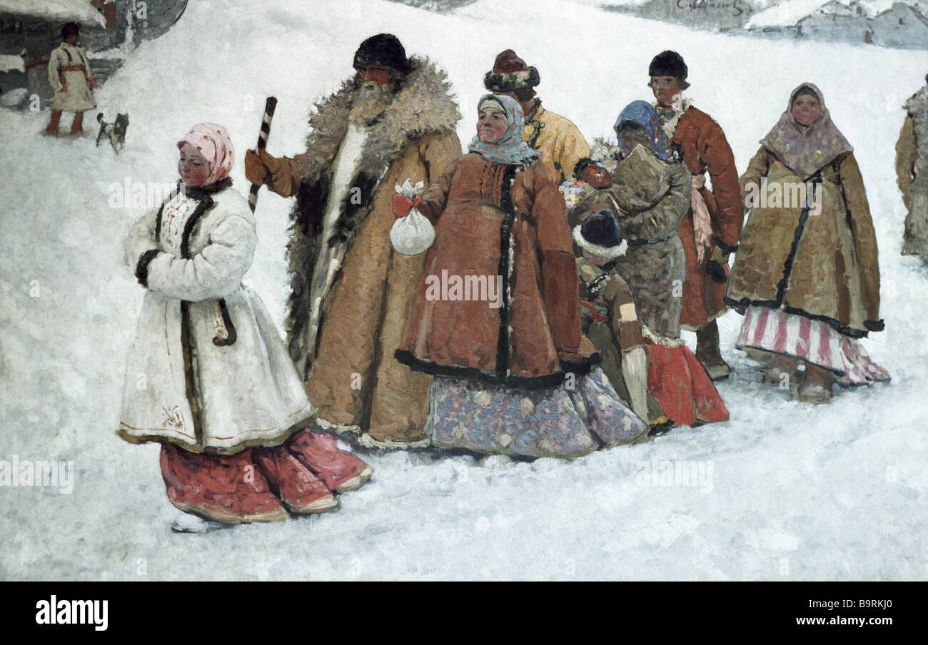 Reproduction of Viktor Ivanov s painting The Family Stock Photo - Alamy