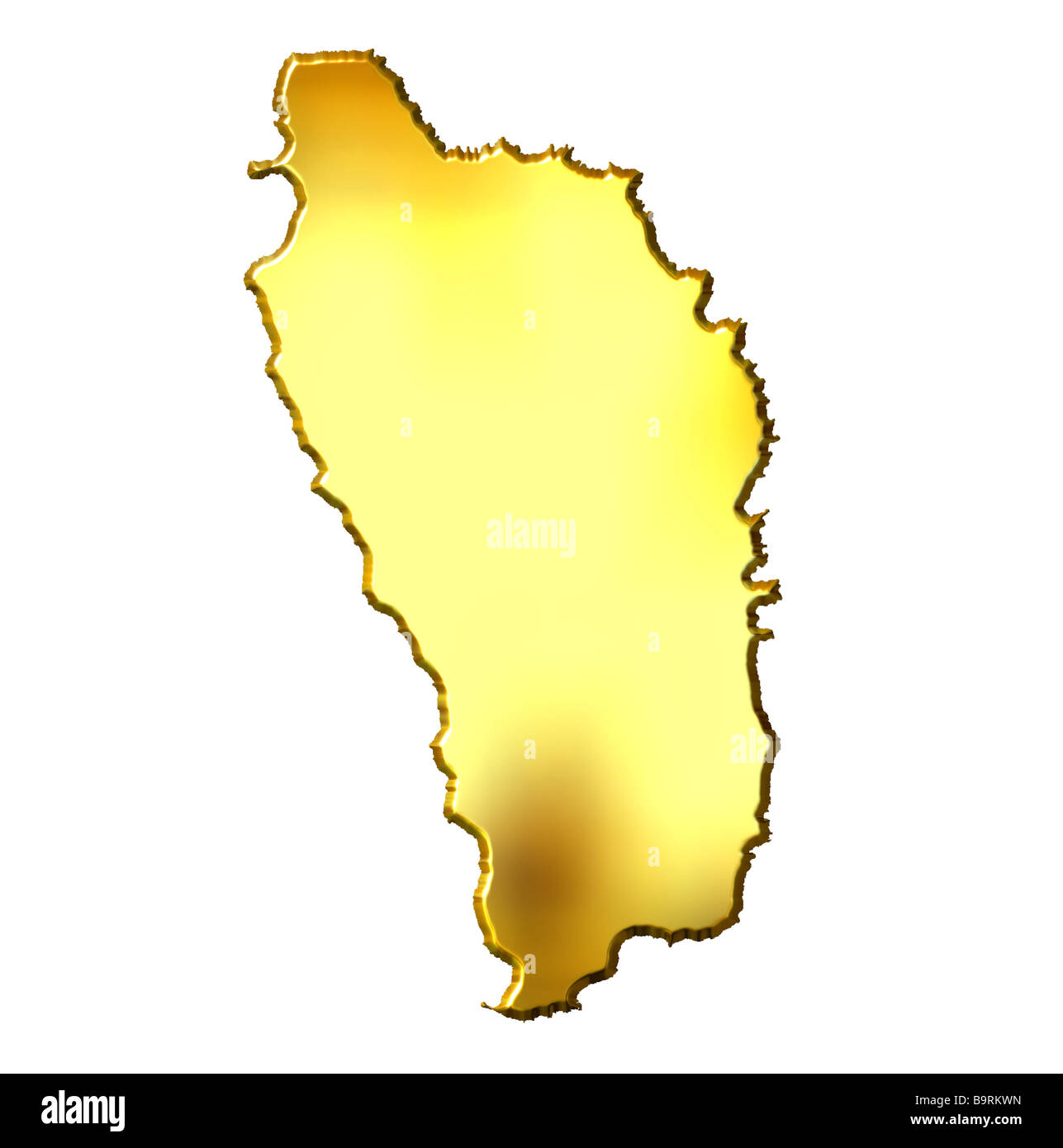 Dominica 3d golden map isolated in white Stock Photo - Alamy