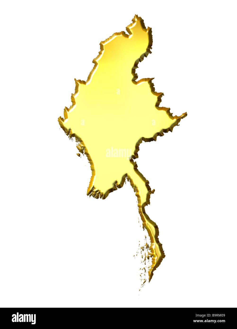 Myanmar 3d golden map isolated in white Stock Photo - Alamy
