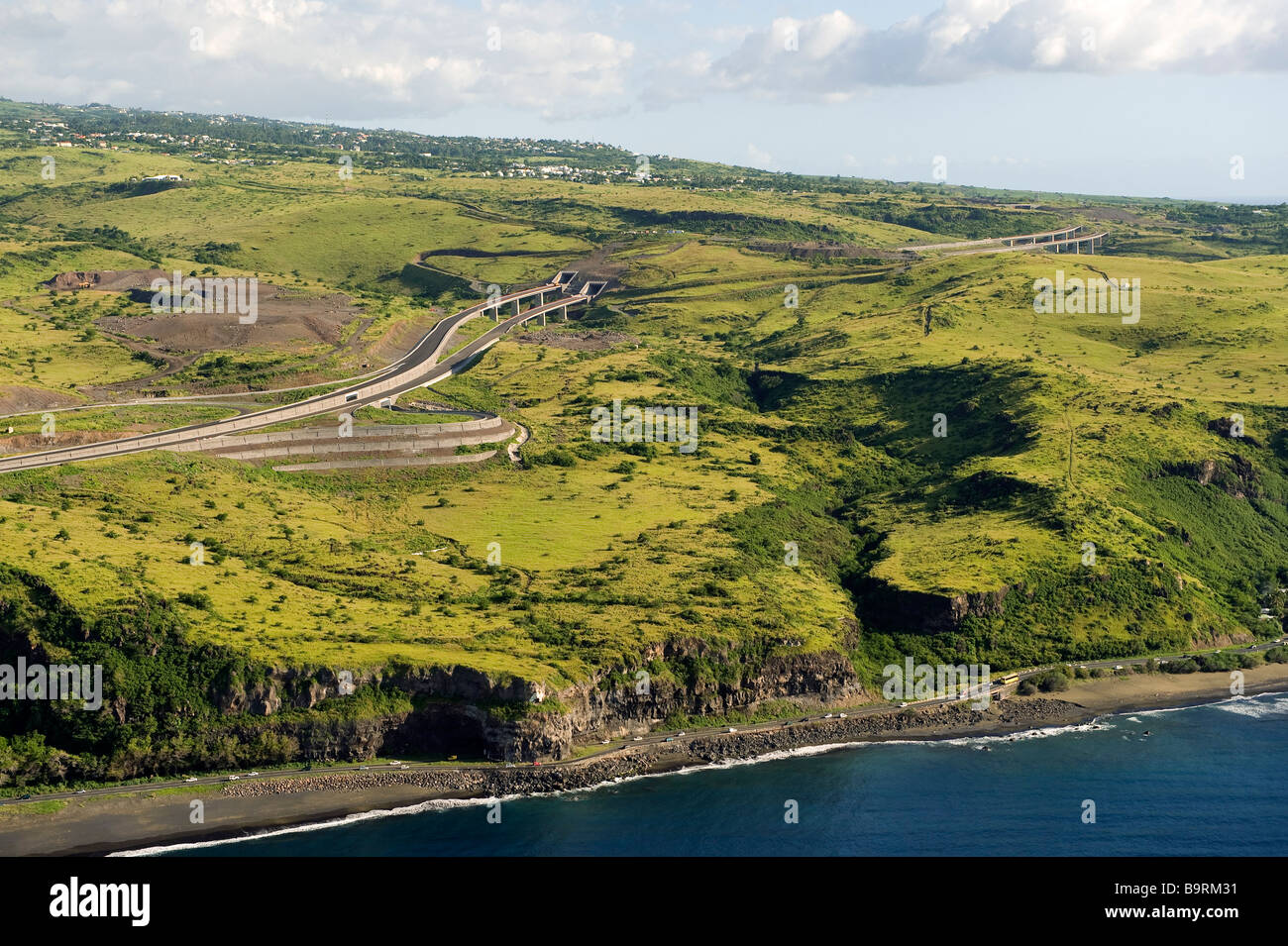 France, Reunion Island, Saint Paul, roadworks of the future four-lane ...