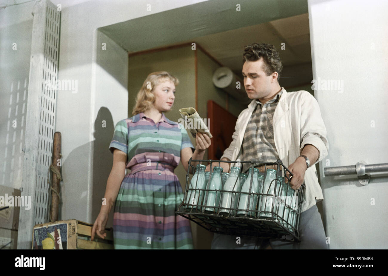 Actor Lev Barashkov right and actress Mira Koltsova left in a scene ...