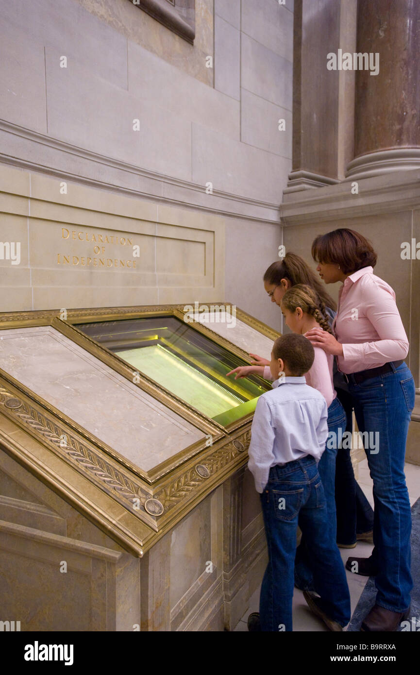 Washington DC The National Archives Rotunda family viewing the ...