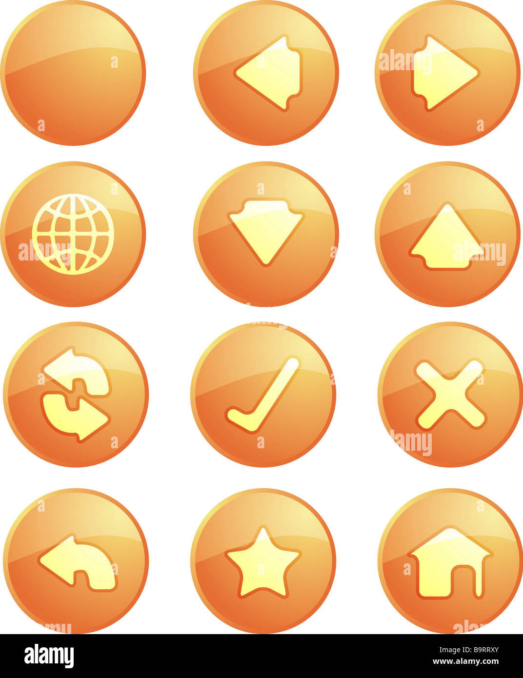 Basic navigation icon set glossy aqua look Stock Photo - Alamy