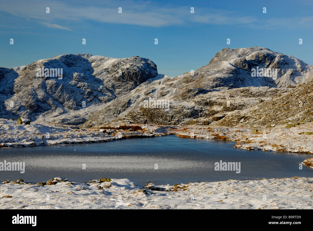 Frozen Three Tarns and Scafells Stock Photo - Alamy