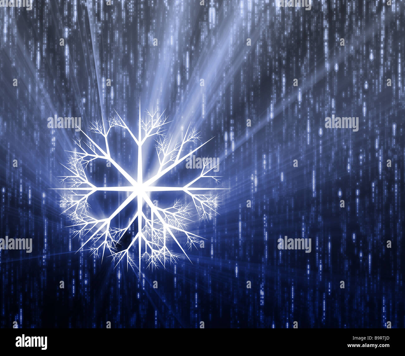Snowflake crystal pattern illustration glowing light flares Stock Photo ...