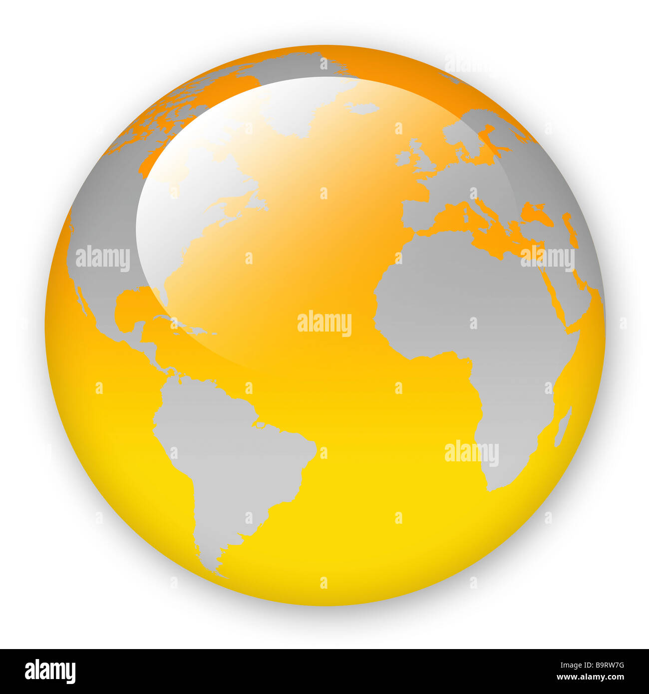 World map globe yellow Stock Photo - Alamy
