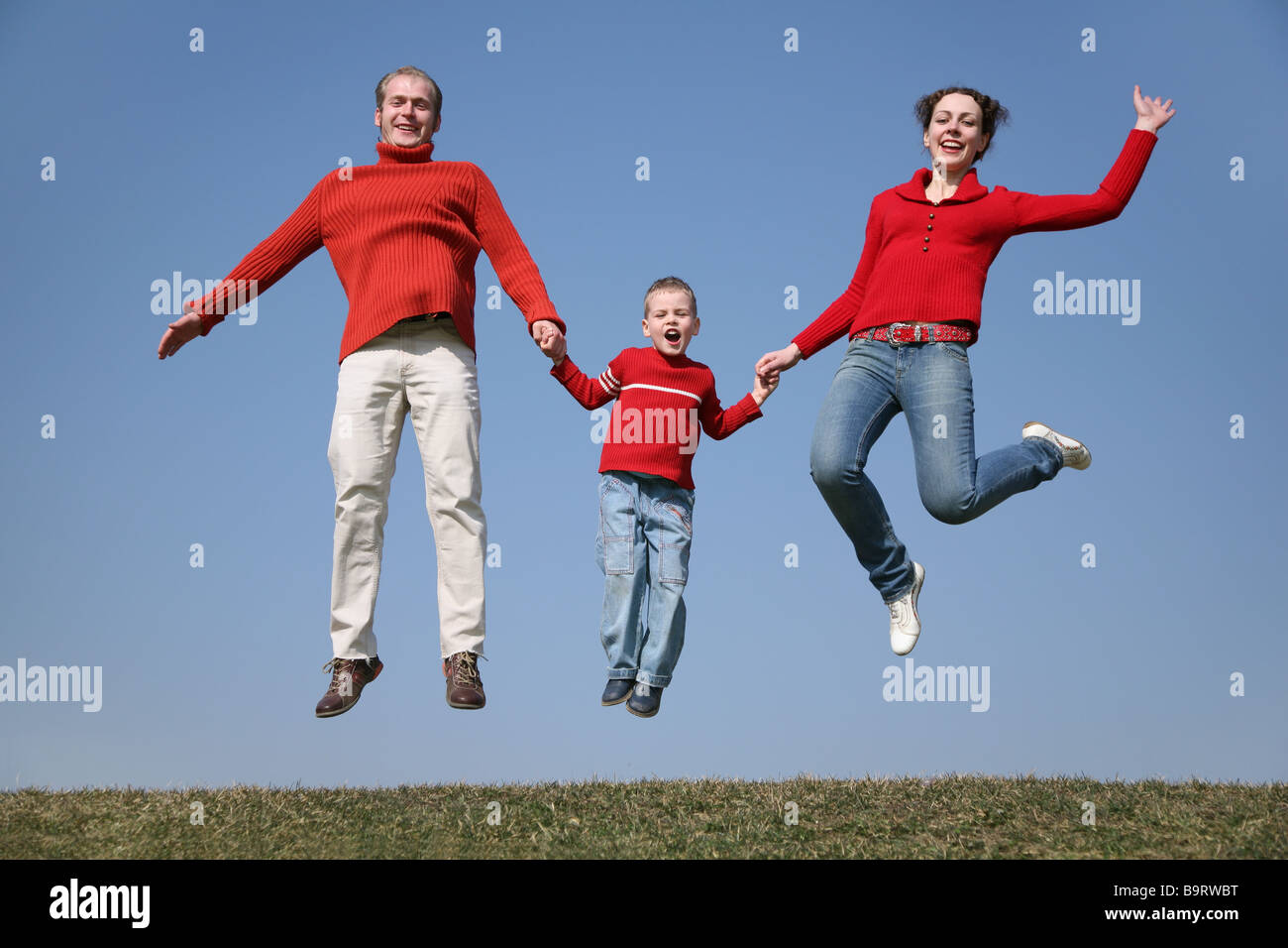 jumping spring family Stock Photo - Alamy