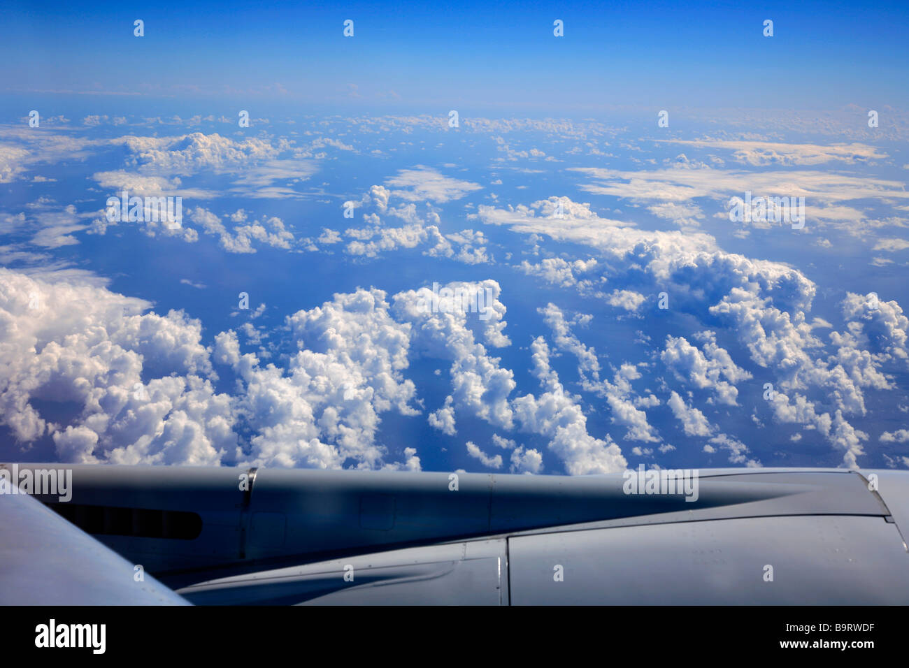 View from Aeroplane window of McDonald Douglas MD-11 jet engine over ...