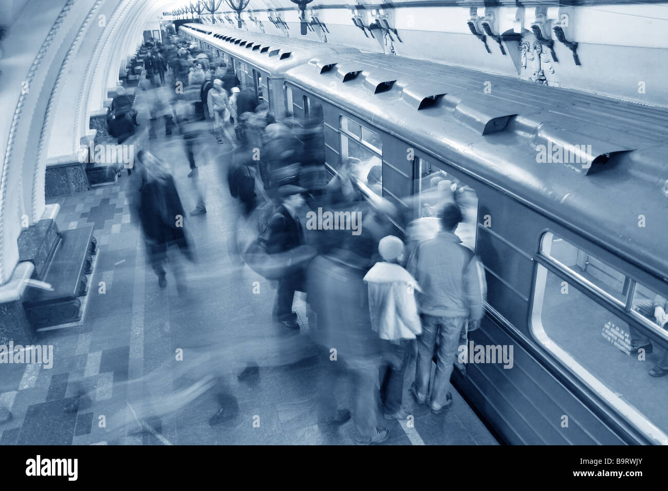 blue subway crowd Stock Photo - Alamy