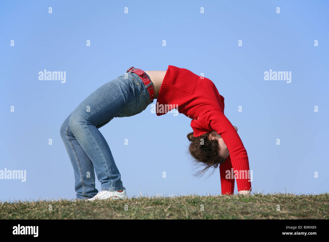bridge gym girl on meadow Stock Photo - Alamy