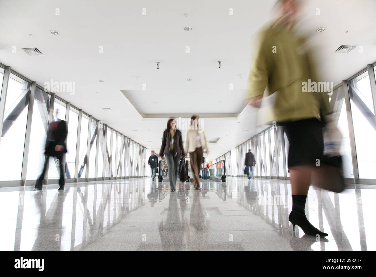 moving crowd in corridor Stock Photo - Alamy