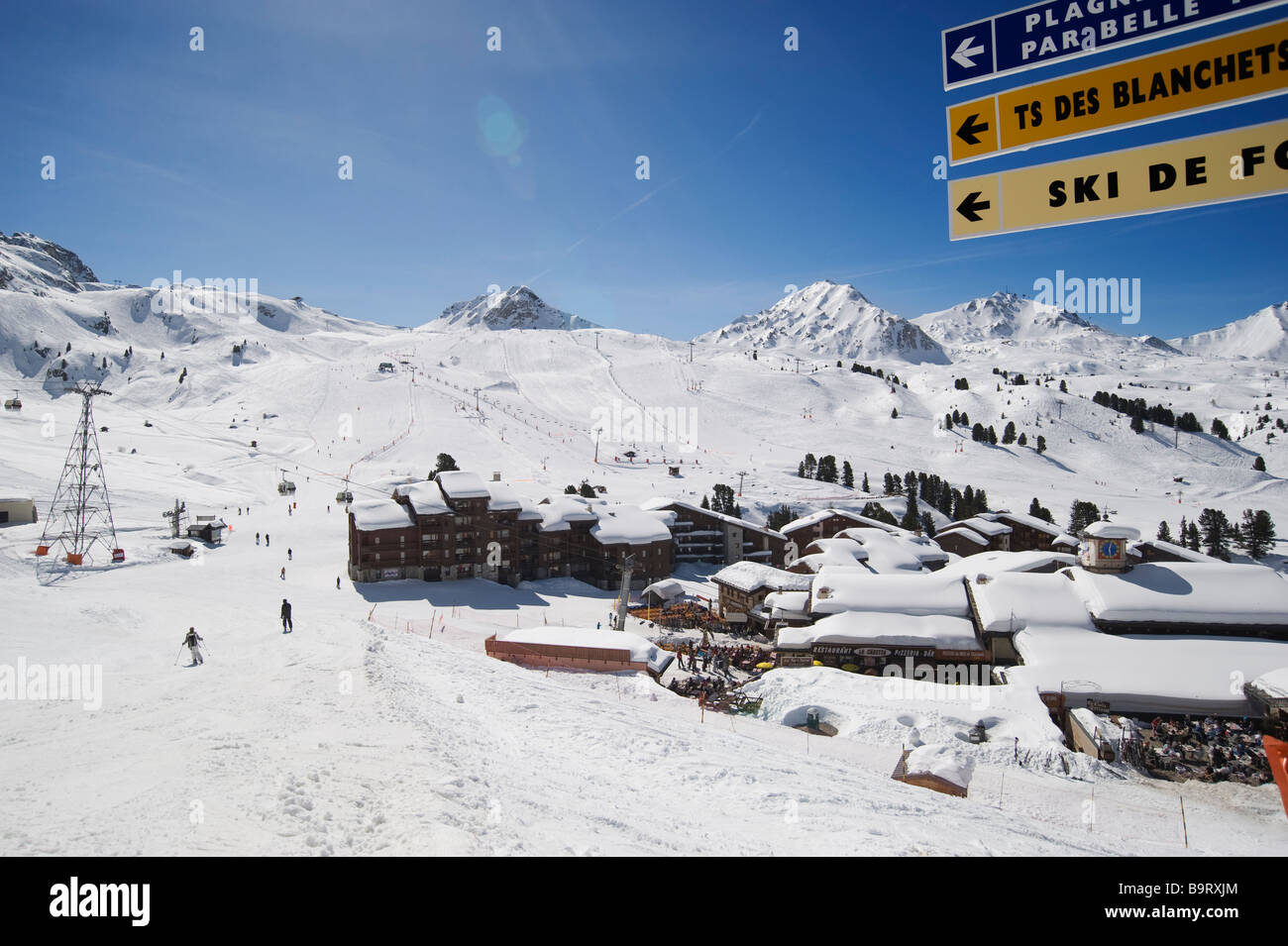 Alpine alps altitude chalets france french mountain piste resort ...