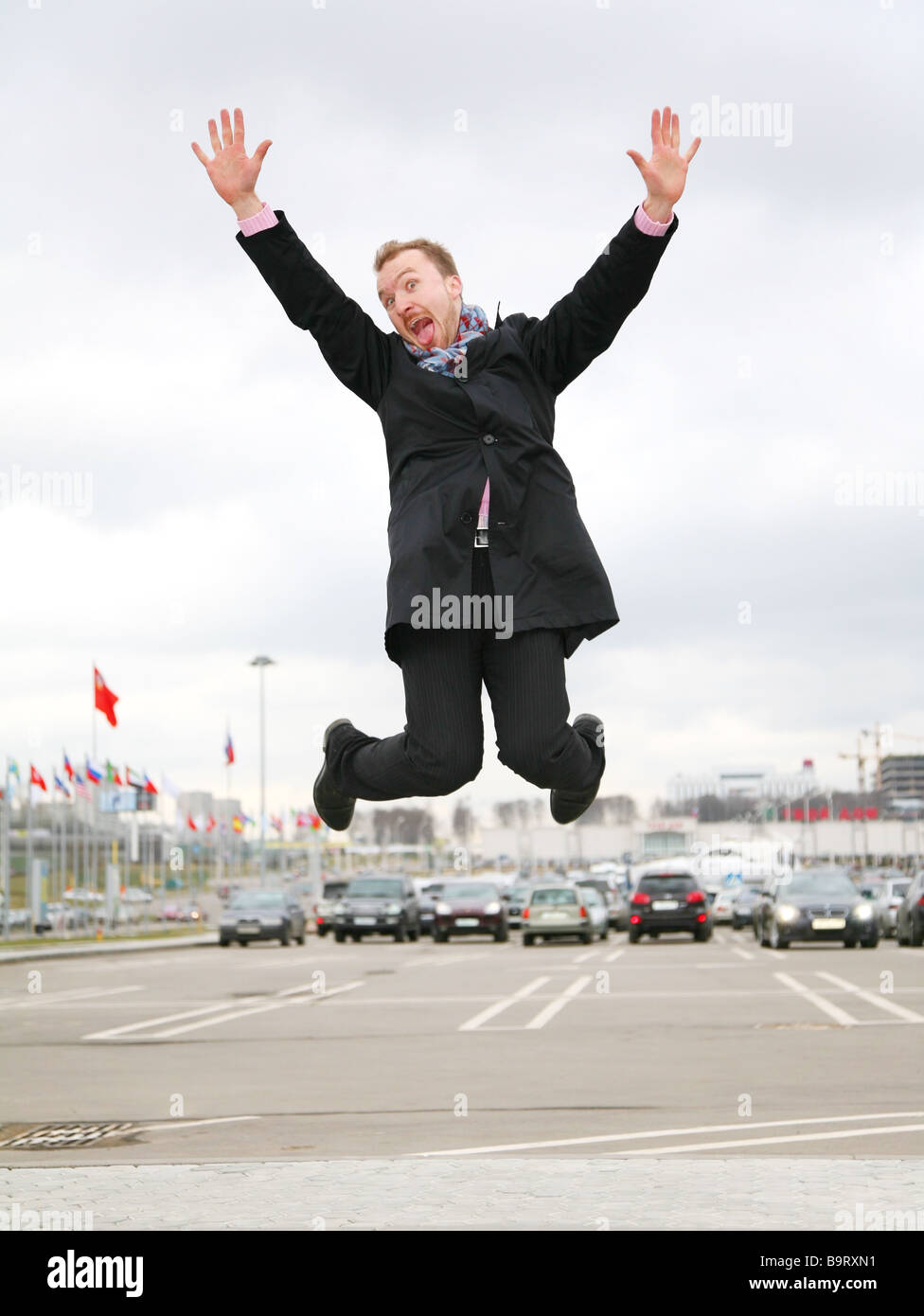 Man jumping in parking hi-res stock photography and images - Alamy