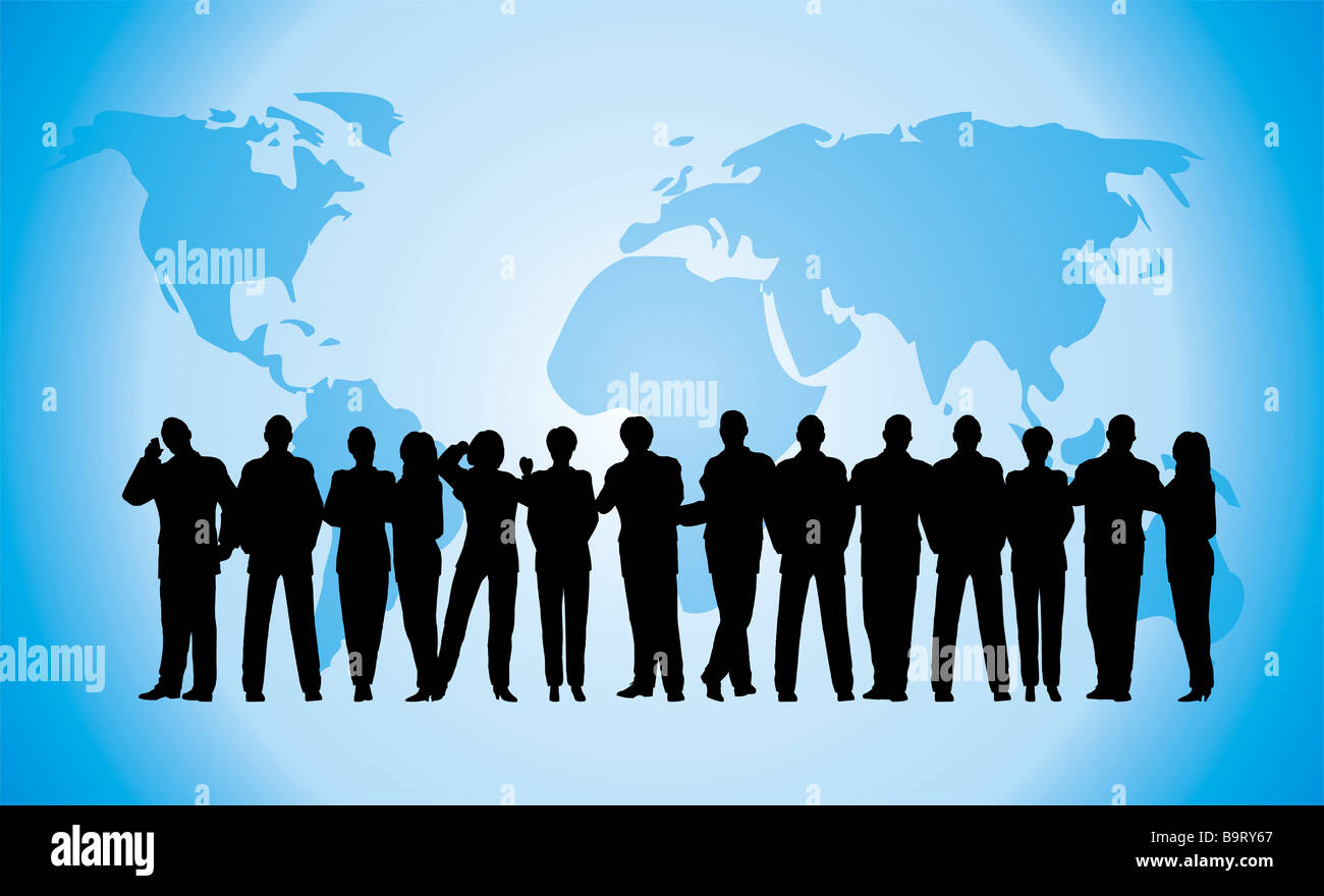 business crowd blue globe Stock Photo - Alamy