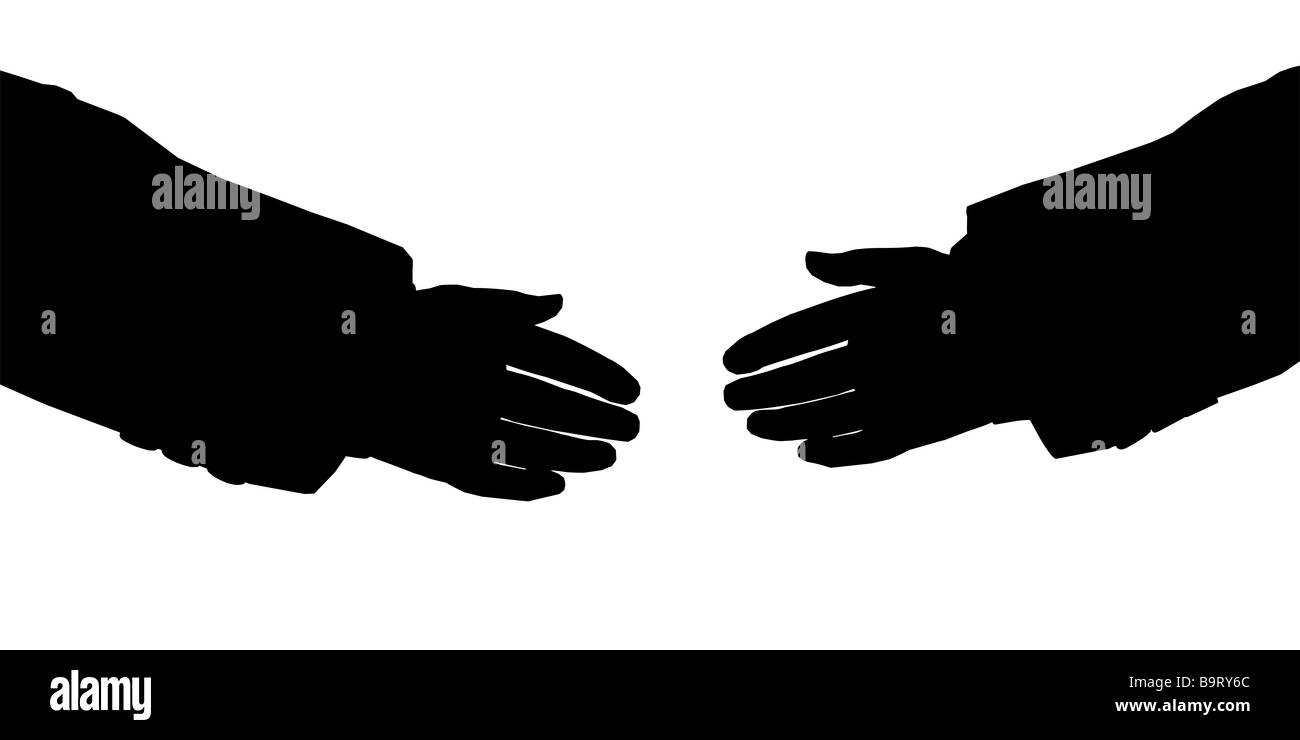 Two people business meeting silhouette Black and White Stock Photos ...
