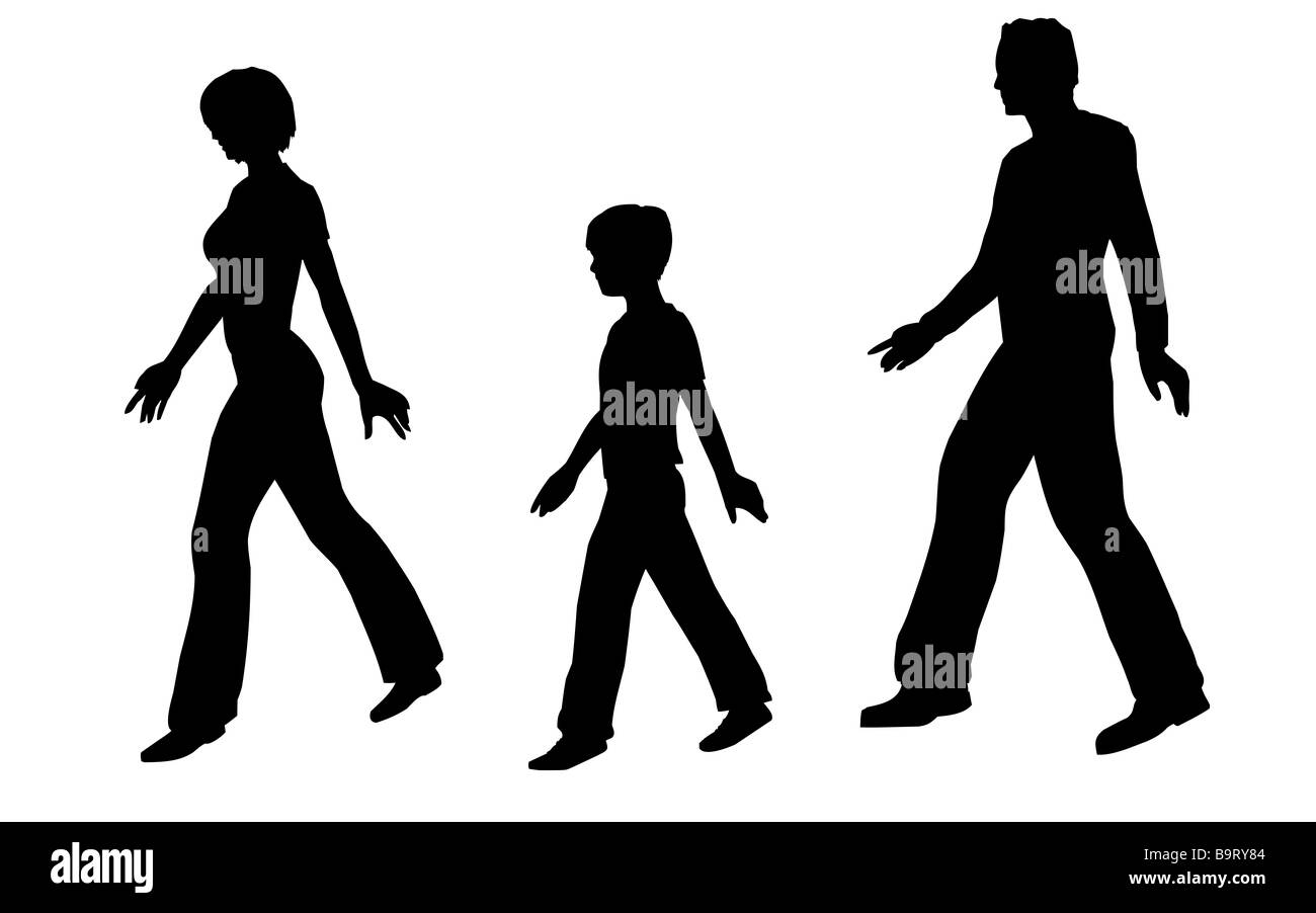 walking family vector Stock Photo - Alamy