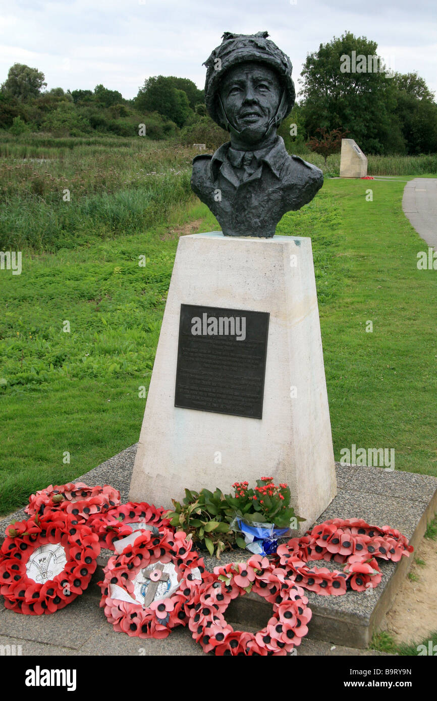 A bust of John Howard, commander of the assault on the Caen Canal ...