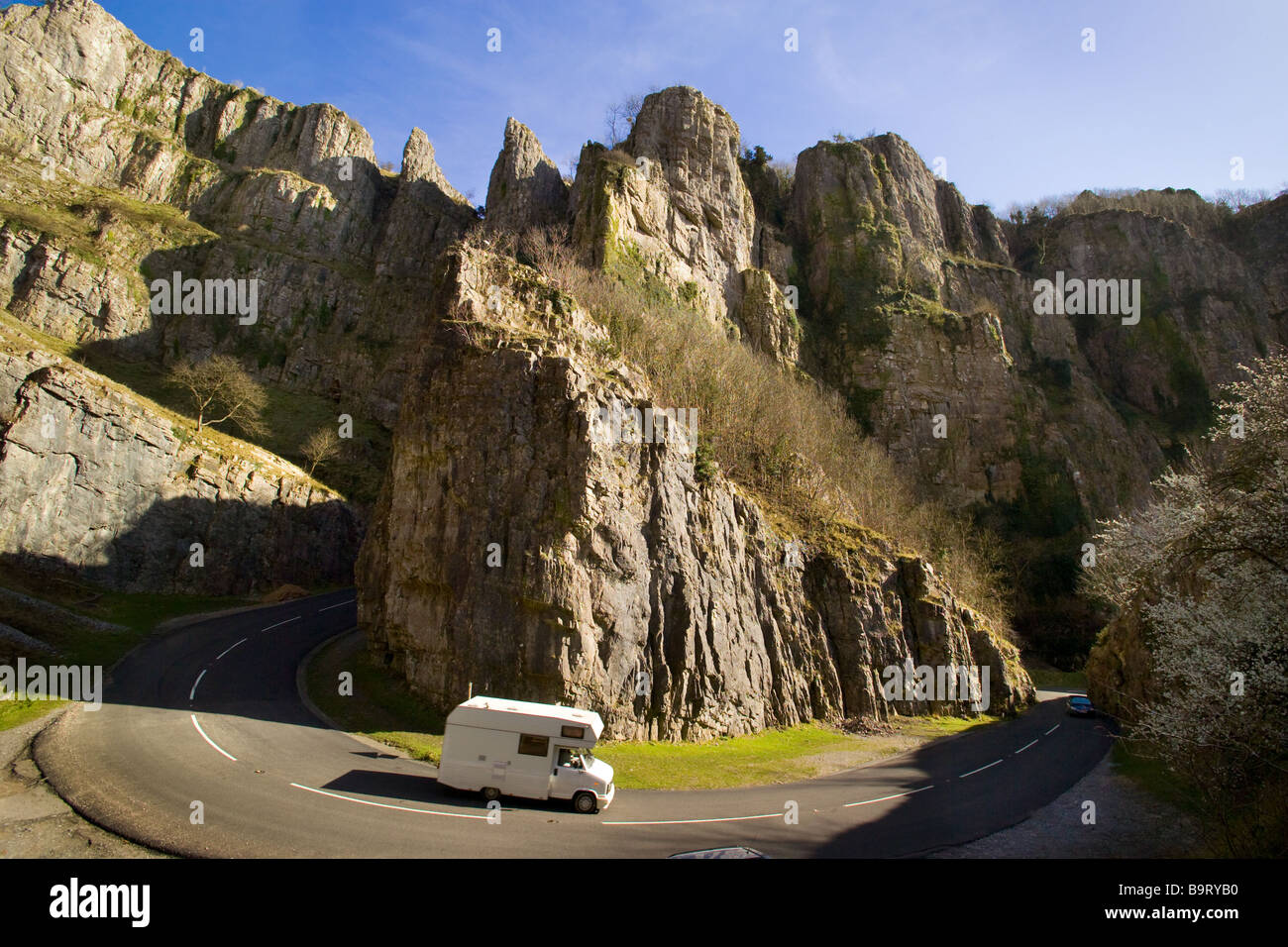 photograph of cheddar gorge and camper van Stock Photo - Alamy