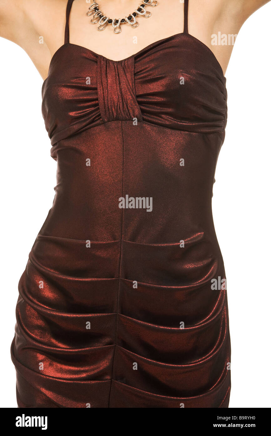 the part of female body in brown dress Stock Photo - Alamy