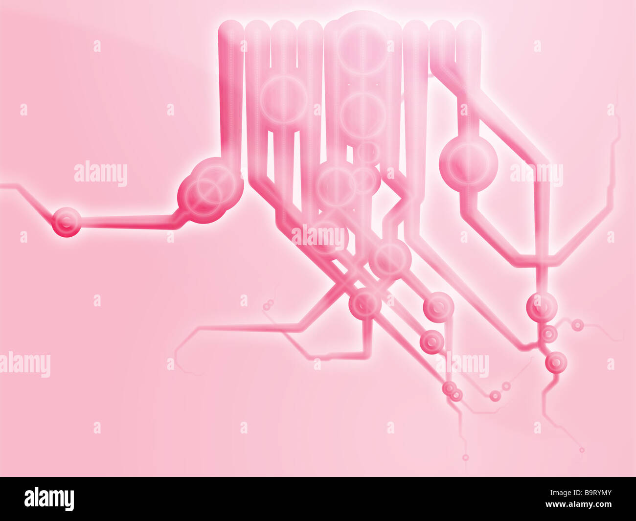 Abstract technical schematic diagram illustration with circuitry and ...