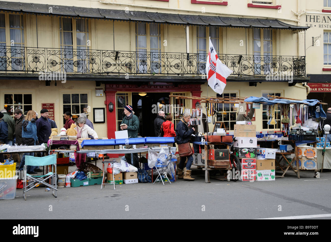 Saturday market in Lymington High Street hampshire southern England UK ...