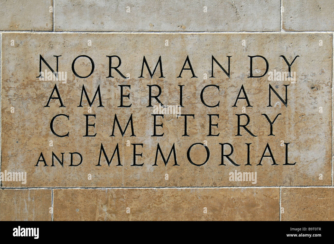 The entrance name plate to the Normandy American Cemetery and Memorial ...