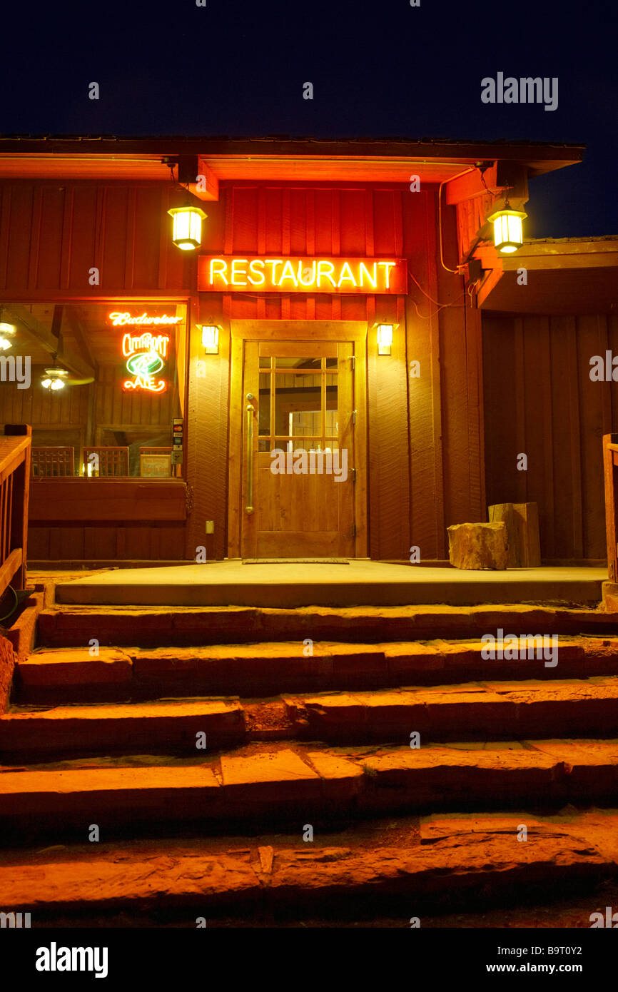 Entrance to Restaurant with Neon Sign Stock Photo - Alamy