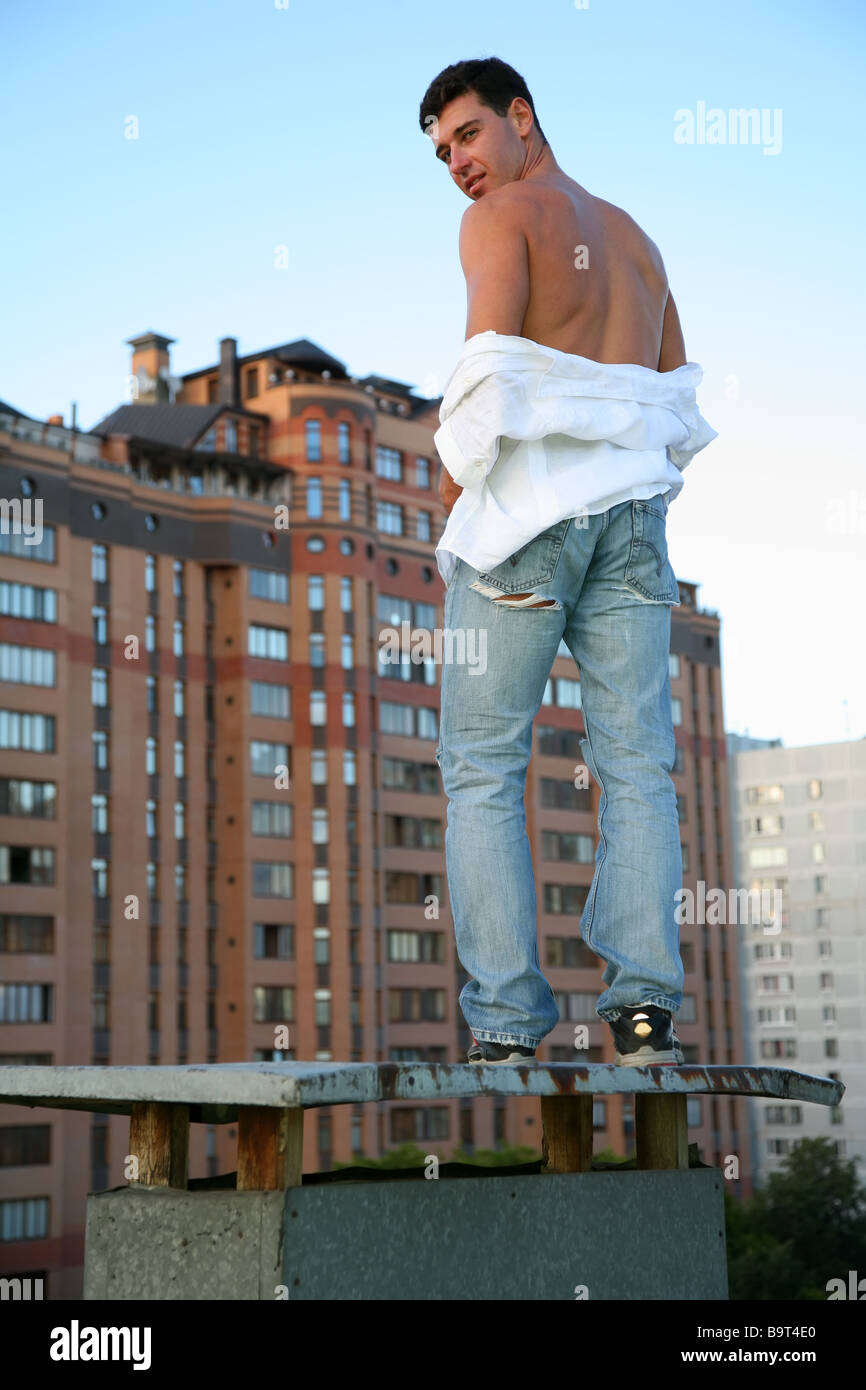 man on the roof Stock Photo - Alamy