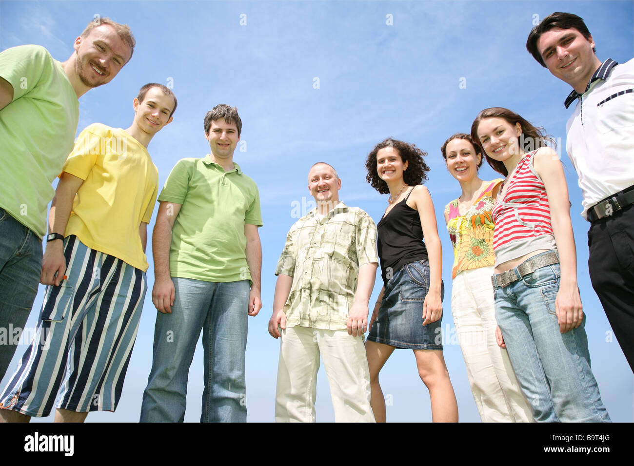 Eight friends in a circle Stock Photo - Alamy