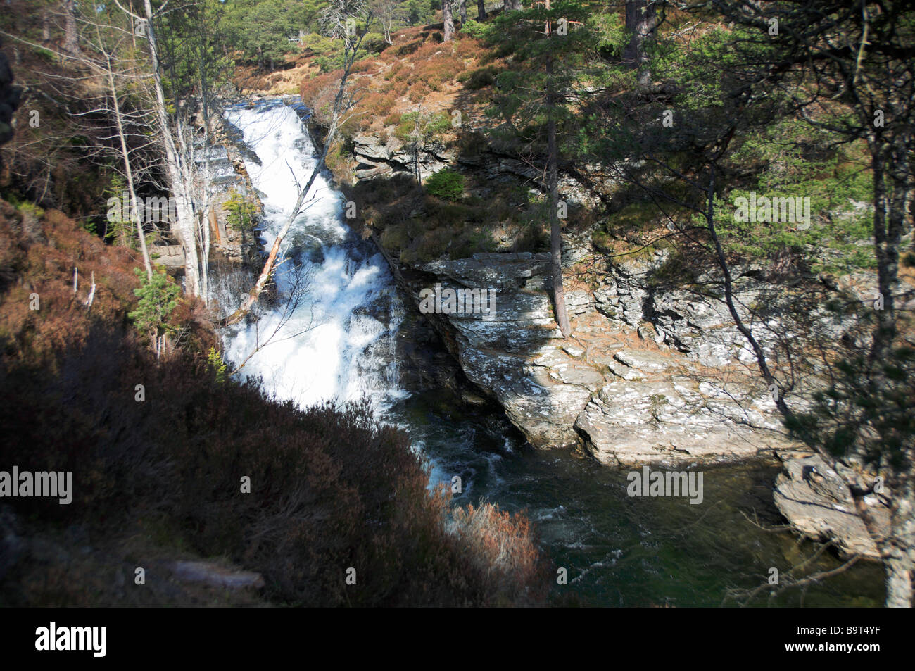 Waterfall and gorge on Lui Water, Linn of Dee, near Braemar ...