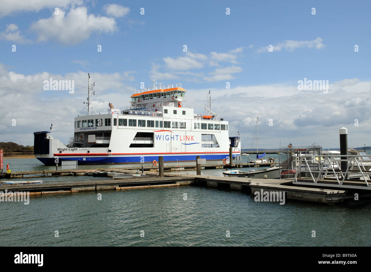 Wightlink ferry White Light leaving Lymington bound for Yarmouth on the ...