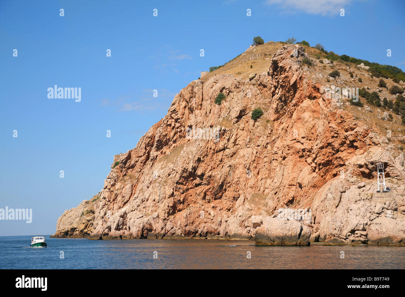 The ship floats about mountain Stock Photo - Alamy