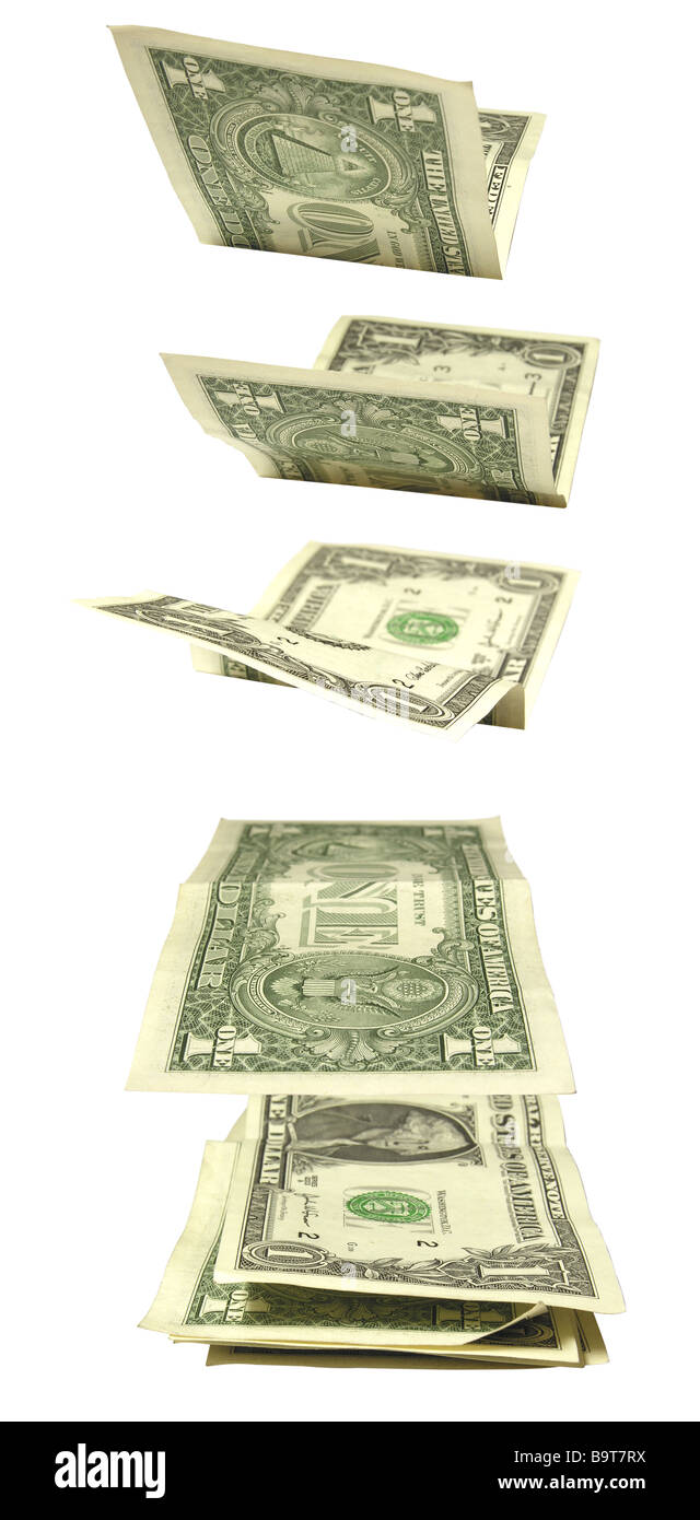 falling dollars to stack Stock Photo - Alamy