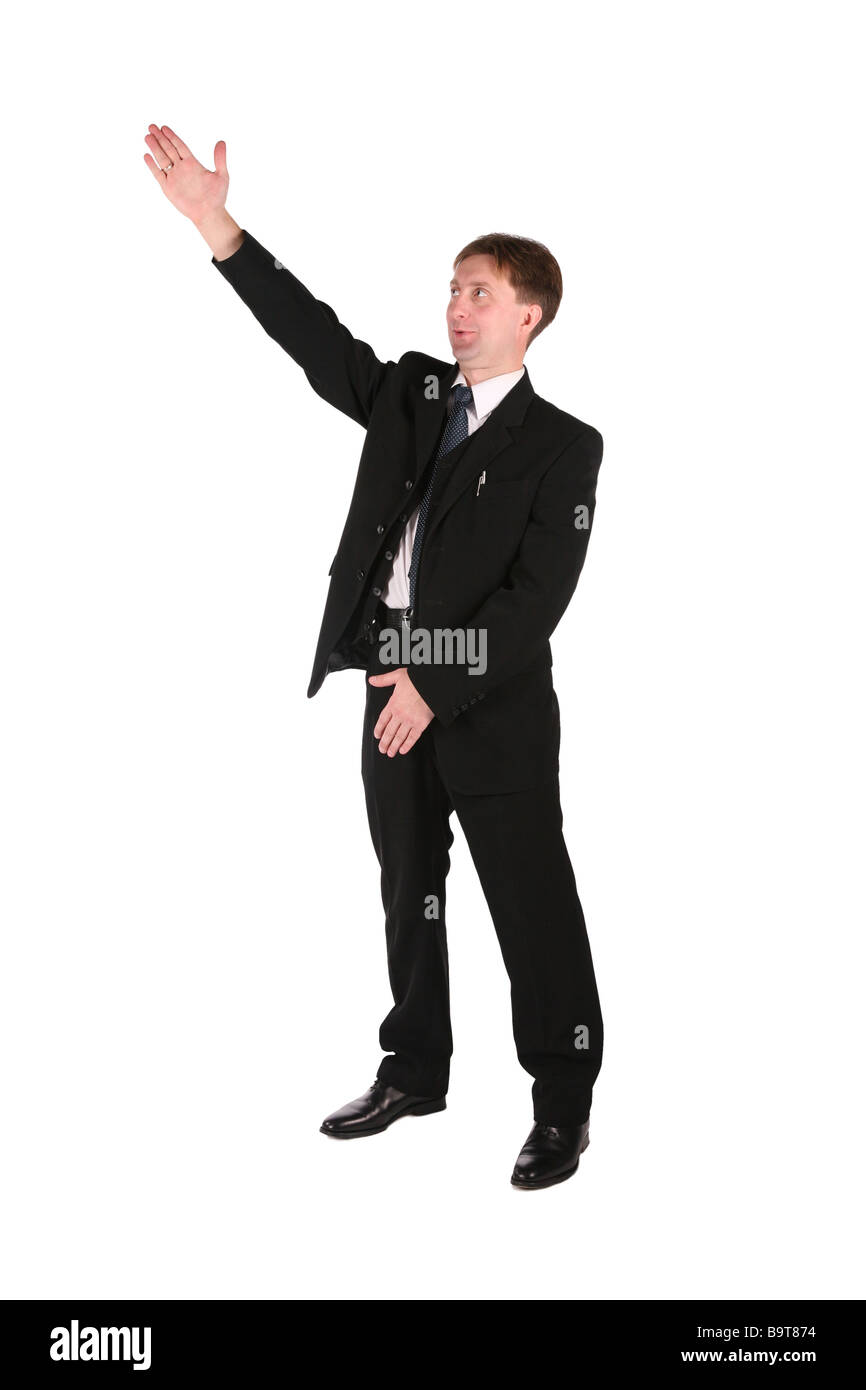 businessmen hand up isolated on white Stock Photo - Alamy