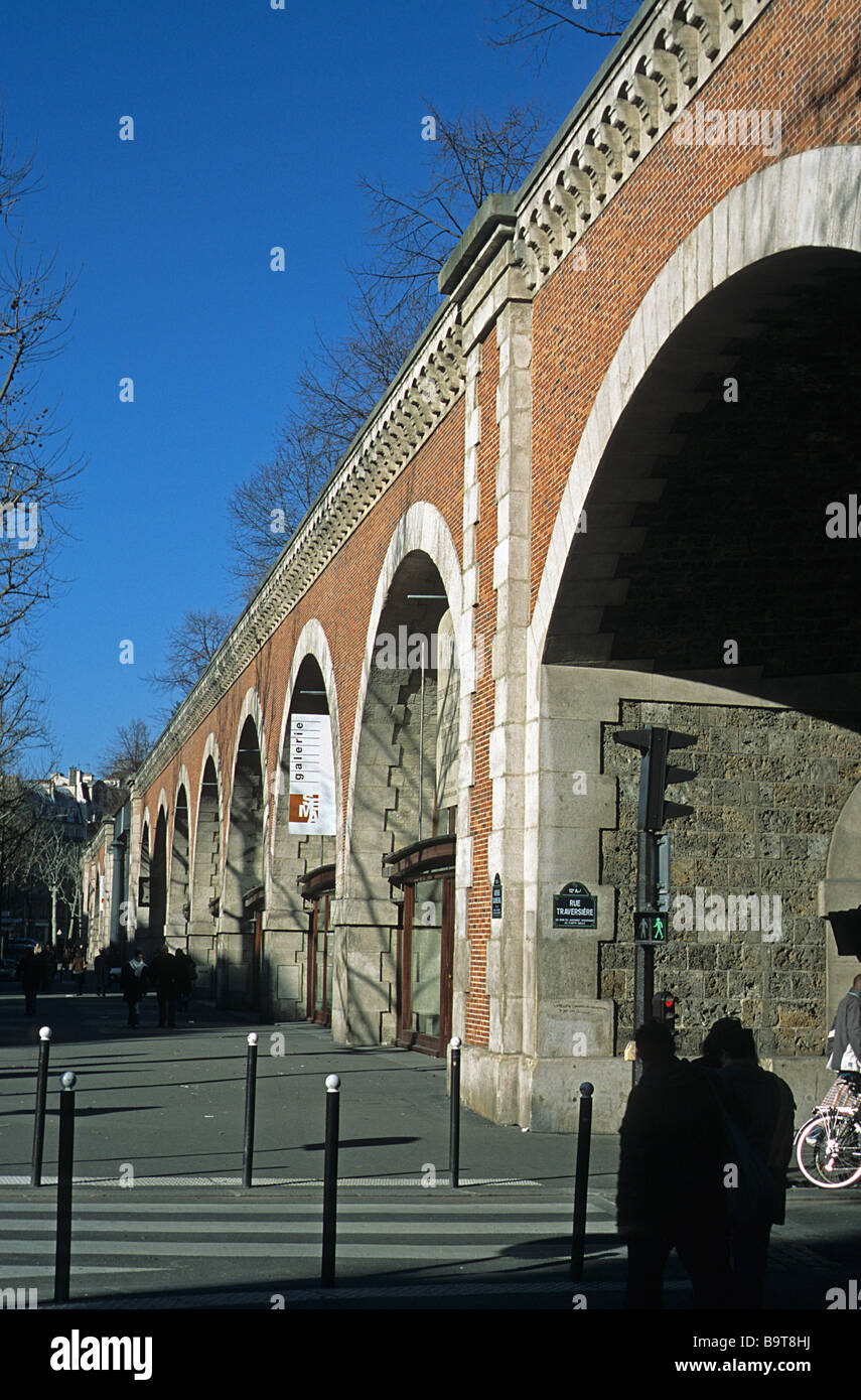 Paris, France. Viaduc des Arts, arches beneath disused railway ...