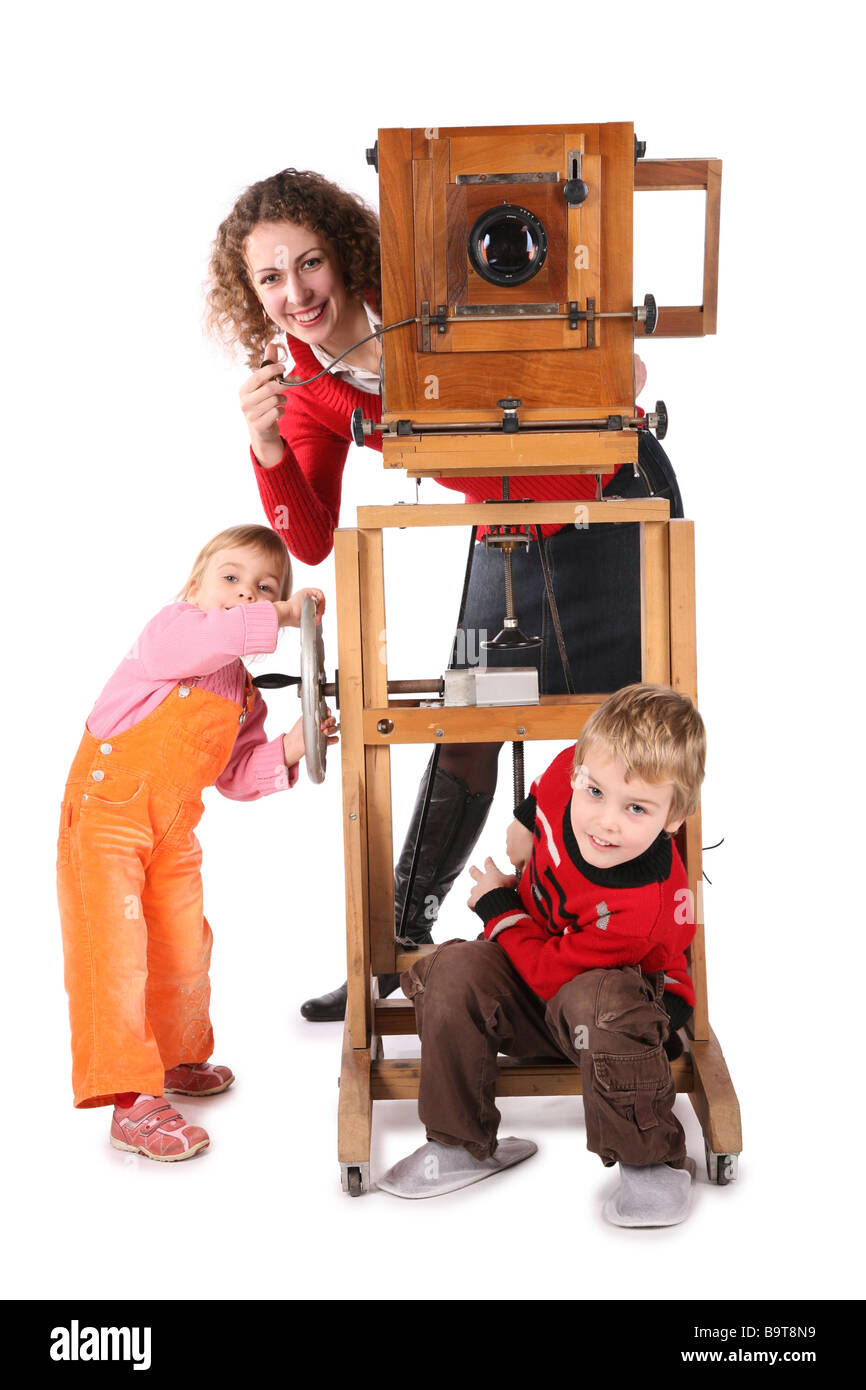 family and obsolete camera Stock Photo - Alamy