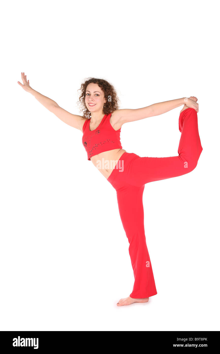 yoga woman on one leg Stock Photo - Alamy