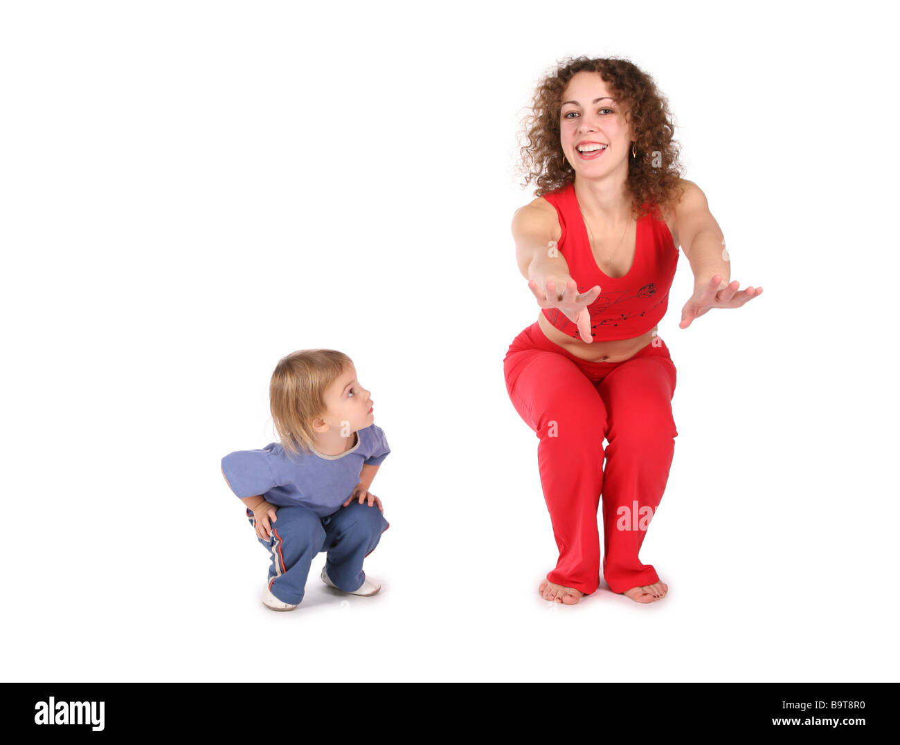 mother with baby training Stock Photo - Alamy