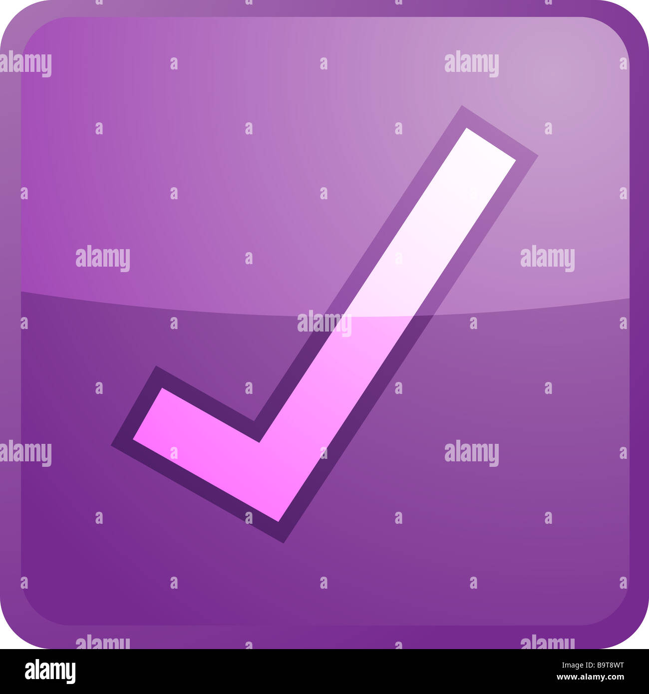 Yes navigation icon glossy button square shape Stock Photo - Alamy