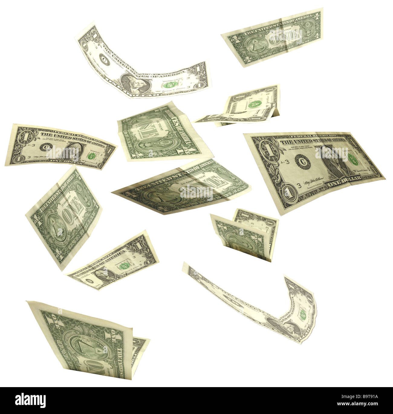 dollars fall isolated on white background 2 Stock Photo - Alamy