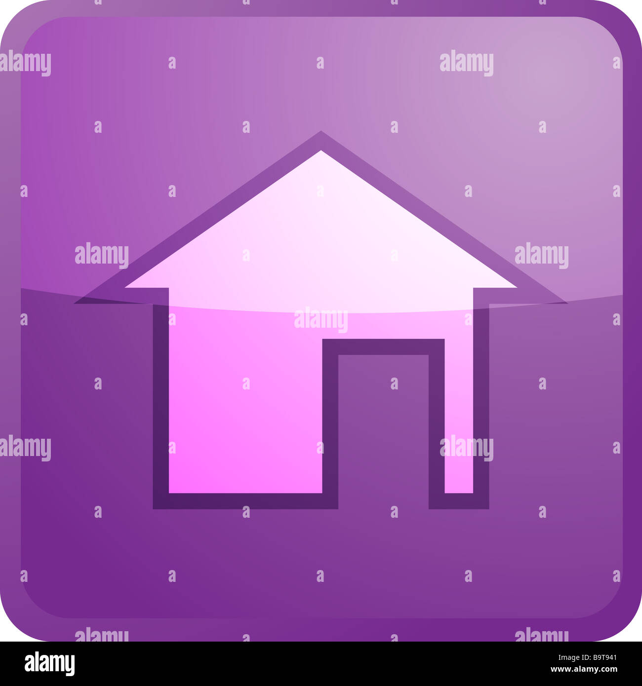 Home navigation icon glossy button square shape Stock Photo - Alamy