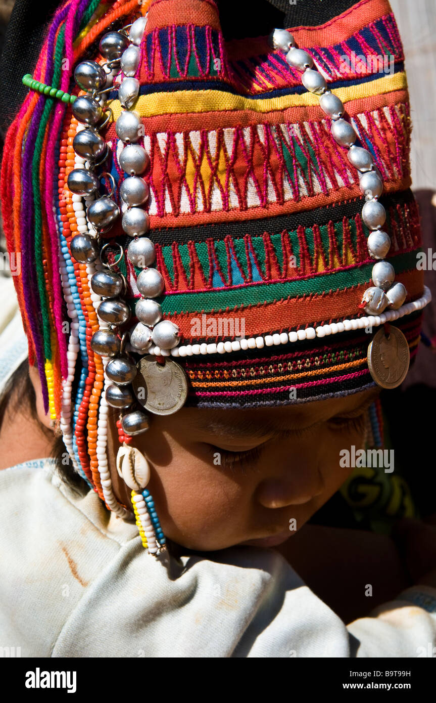 Cute Akha / Hani boy wears a traditional hat Stock Photo - Alamy