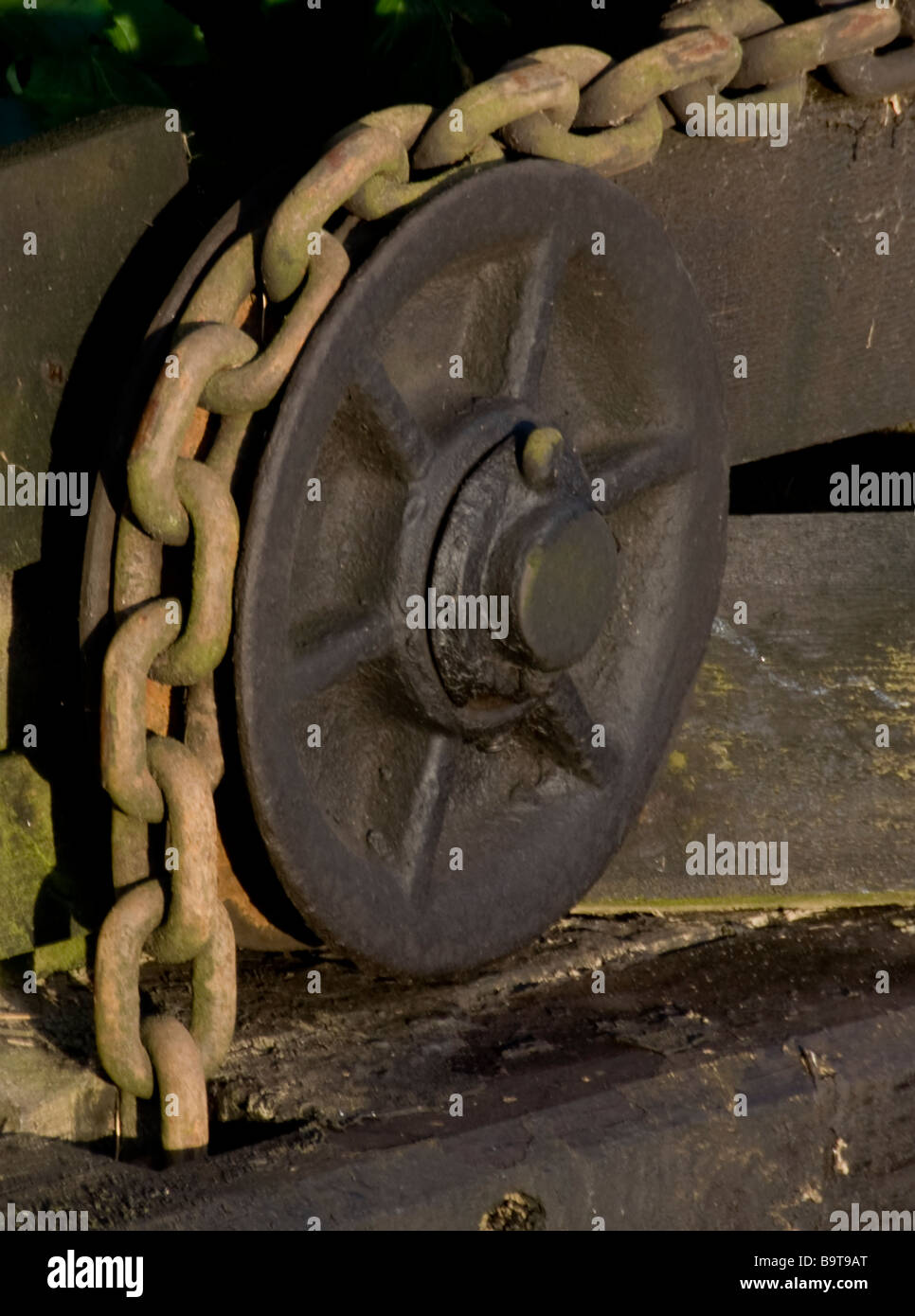 Old Rusty Chain Part of a Pulley System Stock Photo - Alamy