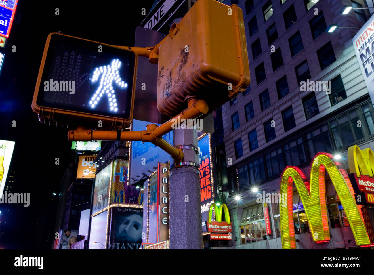 Traffic Lights and Neon Signs in Times Square, New York City, USA Stock ...